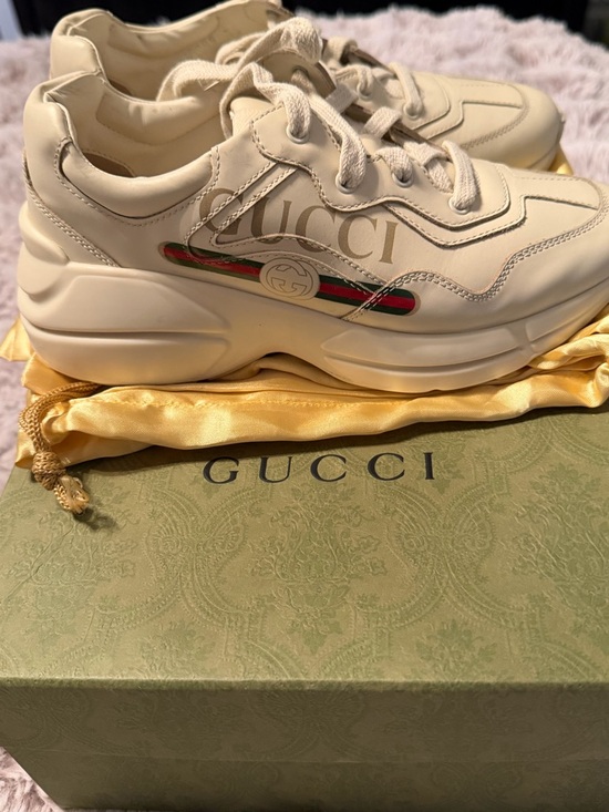 Gucci | Shoes | Gucci Cream Rhyton Logo Thicksole Sneakers | Poshmark